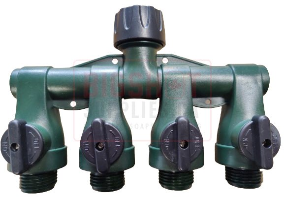 Full-Flow ABS Polymer Garden Hose Thread Manifold-4 Valves – Big Shot ...